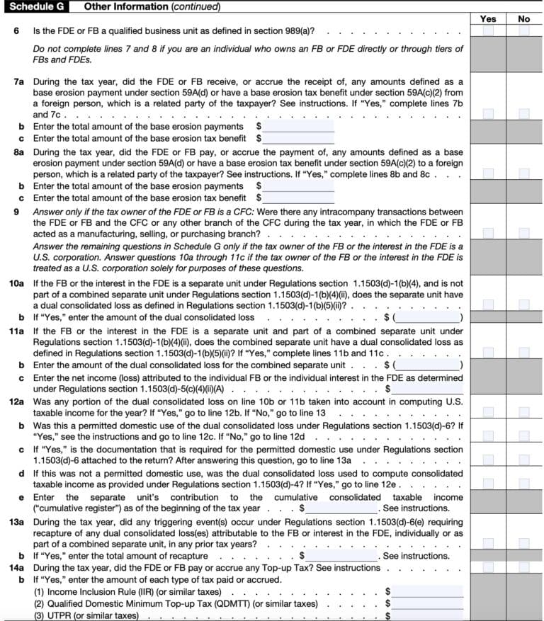 IRS Form 8858 Instructions - Information Return for FDEs & FBs