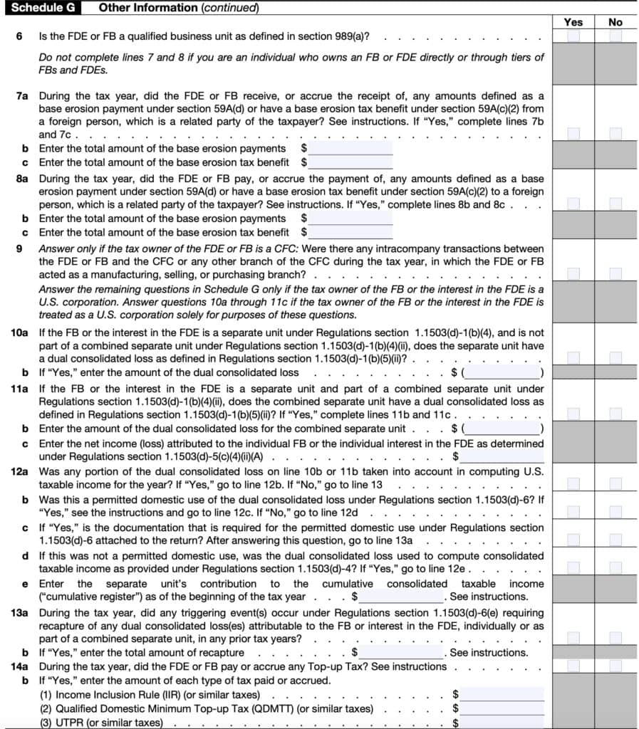 IRS Form 8858 Instructions - Information Return for FDEs & FBs