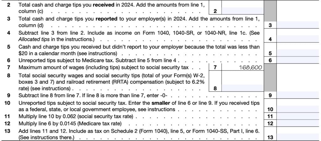 IRS Form 4137 Instructions - Unreported Tip Income