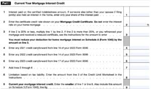 IRS Form 8396 Instructions - Claiming the Mortgage Interest Credit