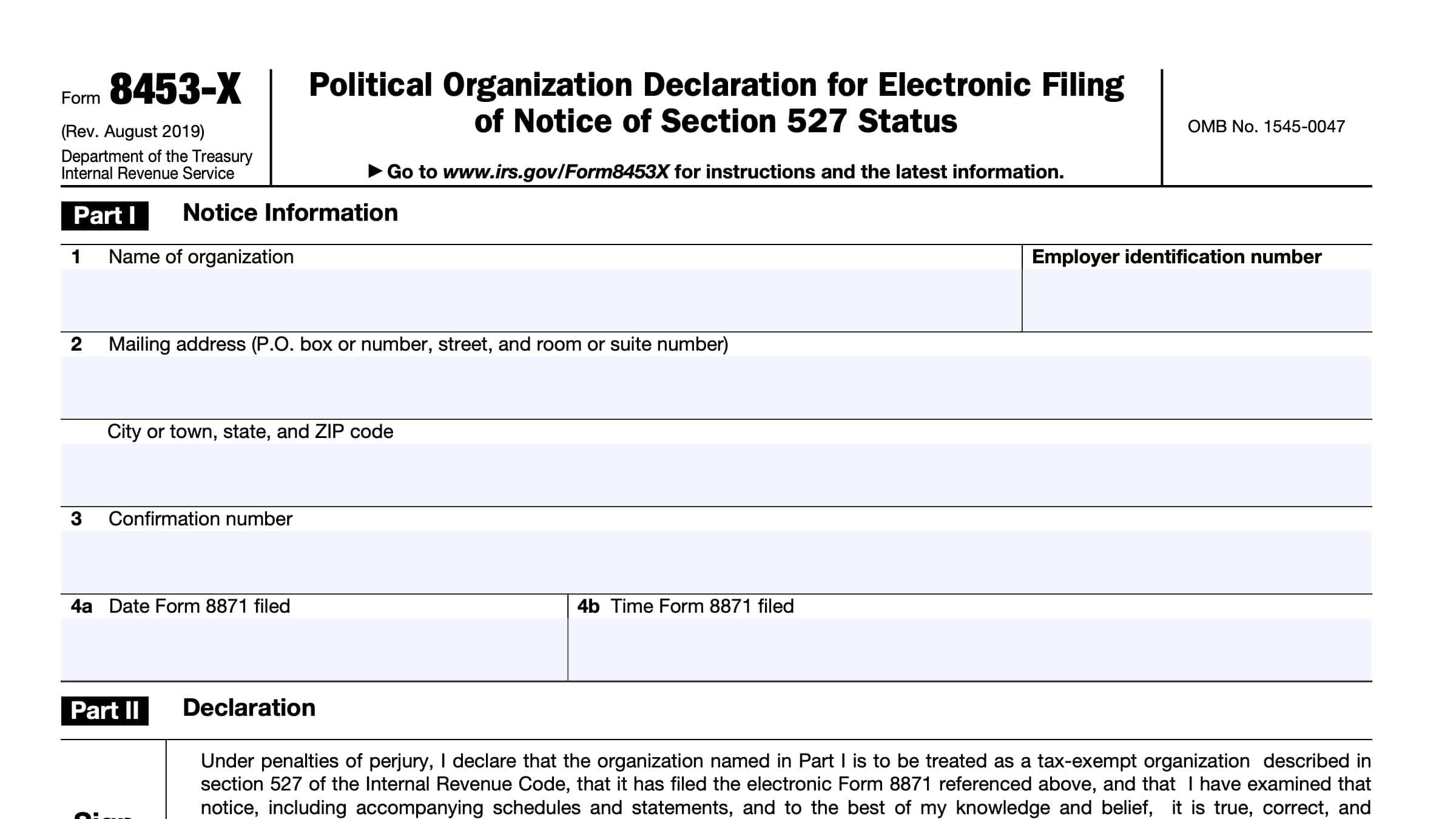 IRS Form 8453-X Instructions