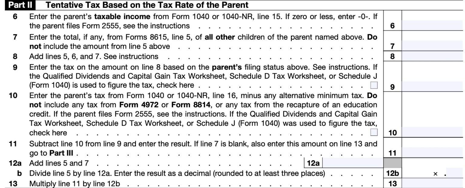 IRS Form 8615 Instructions