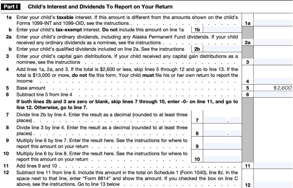 IRS Form 8814 Instructions - Your Child's Interest & Dividends