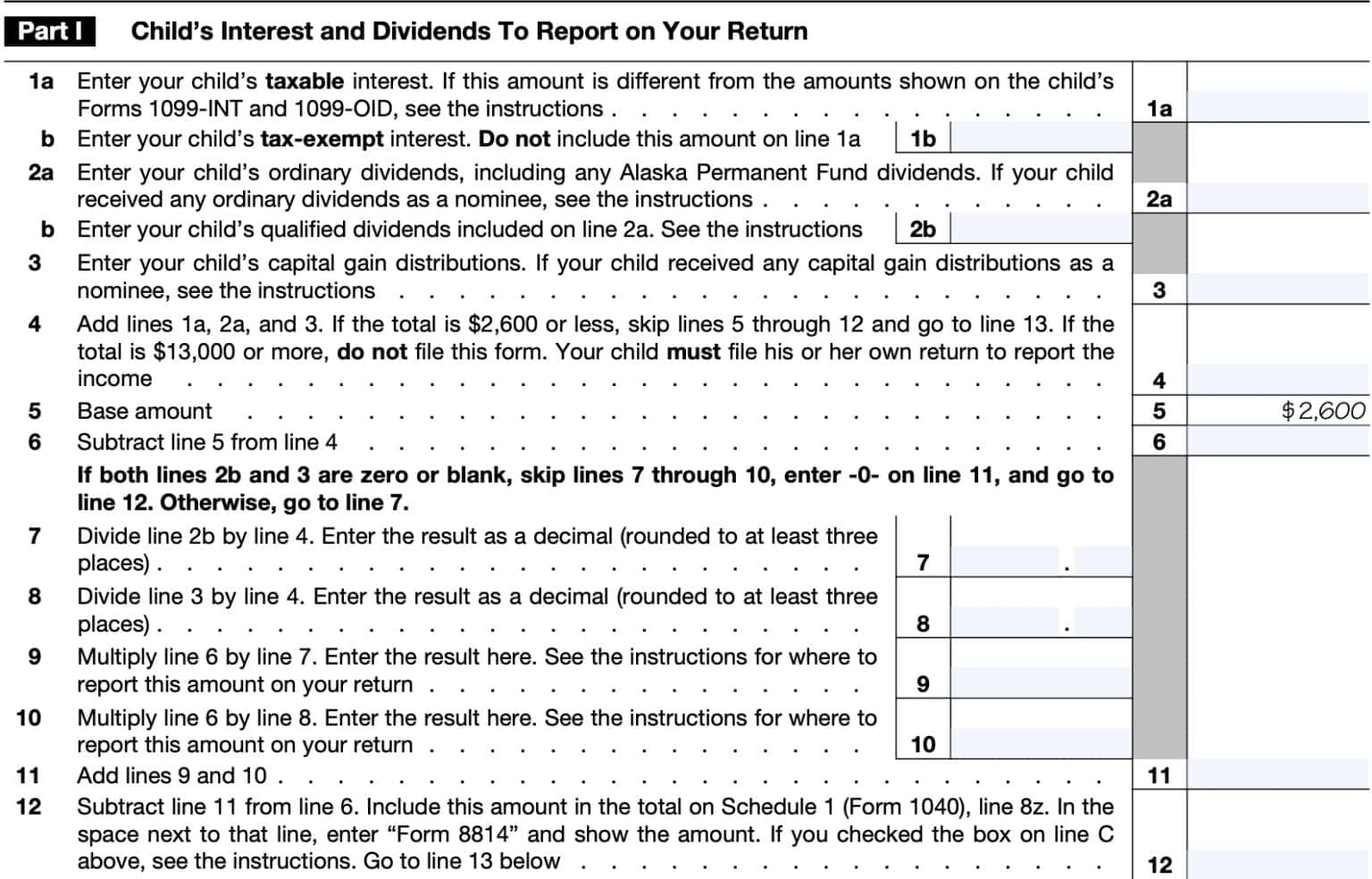 IRS Form 8814 Instructions - Your Child's Interest & Dividends