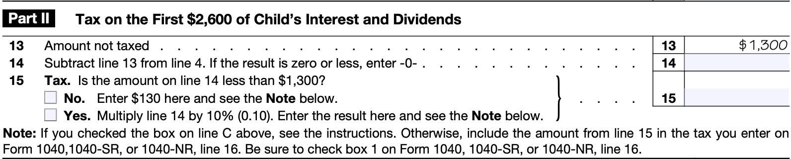 IRS Form 8814 Instructions - Your Child's Interest & Dividends