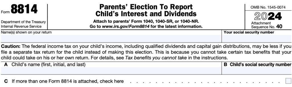 IRS Form 8814 Instructions - Your Child's Interest & Dividends