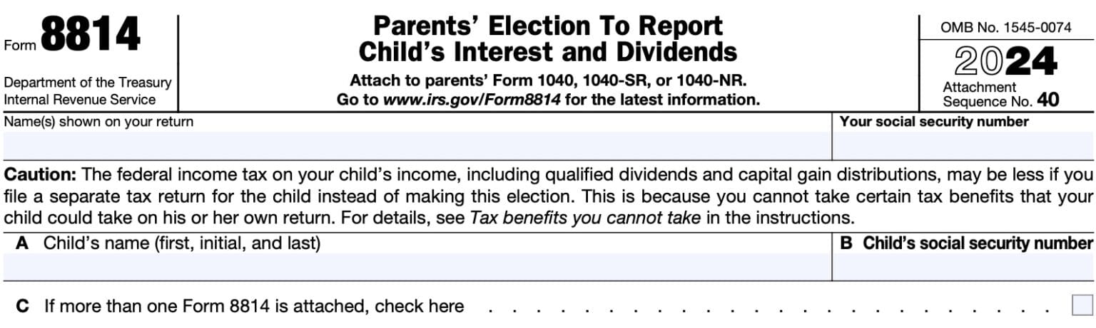IRS Form 8814 Instructions - Your Child's Interest & Dividends