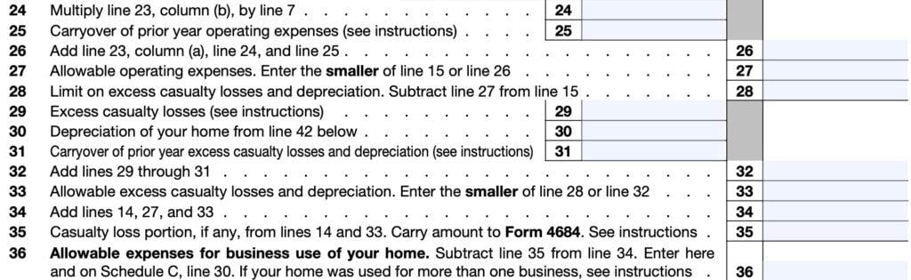 IRS Form 8829 Instructions - Figuring Home Business Expenses