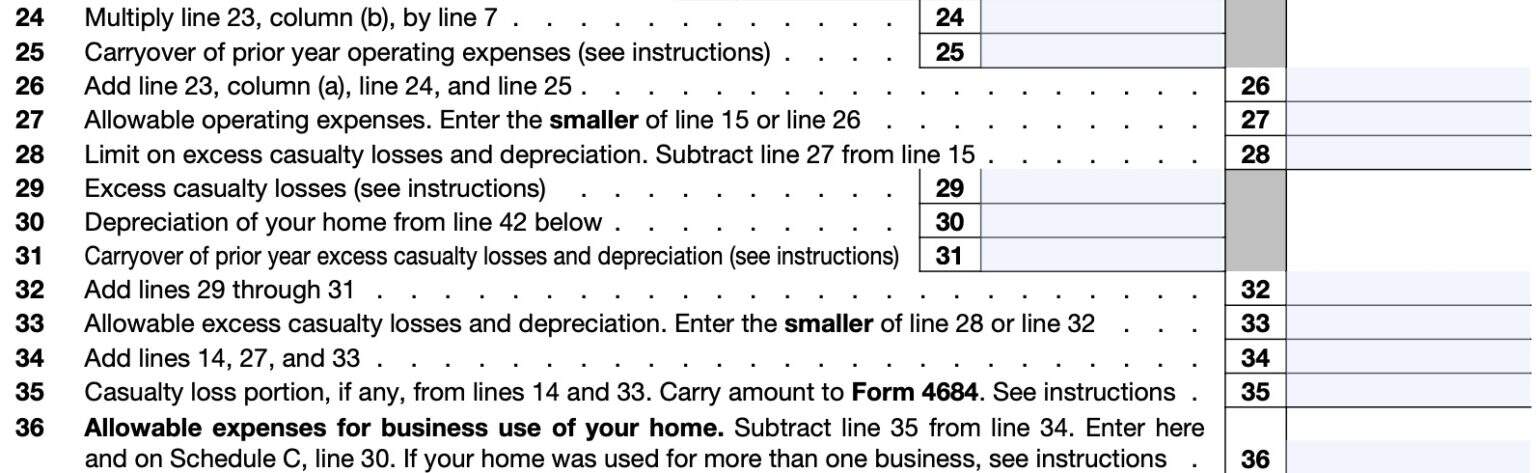 IRS Form 8829 Instructions - Figuring Home Business Expenses