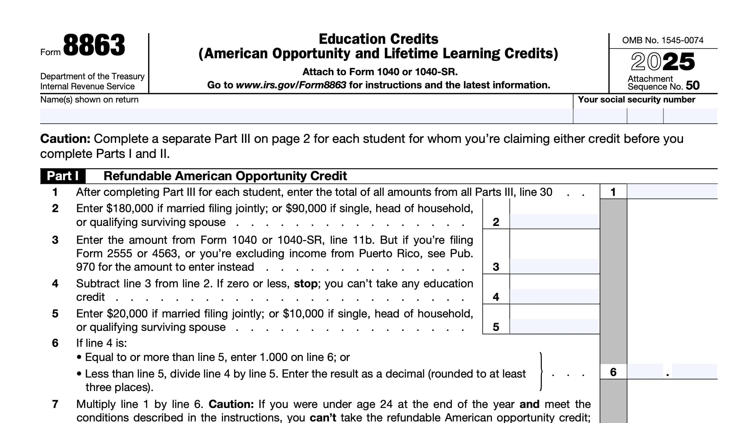 IRS Form 8863 Instructions