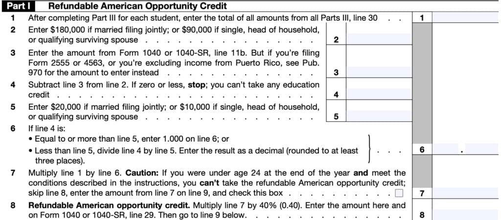 IRS Form 8863 Instructions