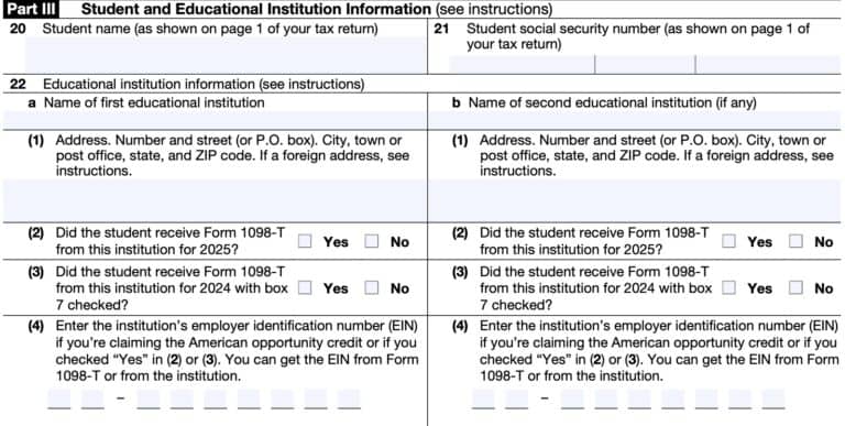 IRS Form 8863 Instructions