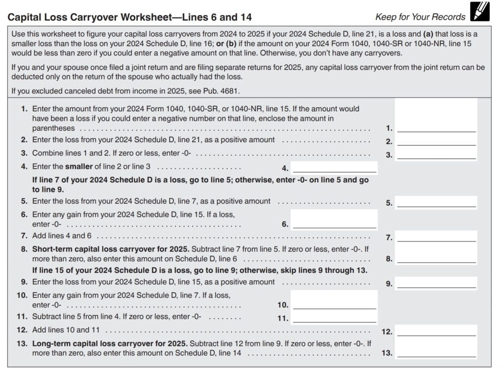 IRS Schedule D Instructions - Capital Gains And Losses