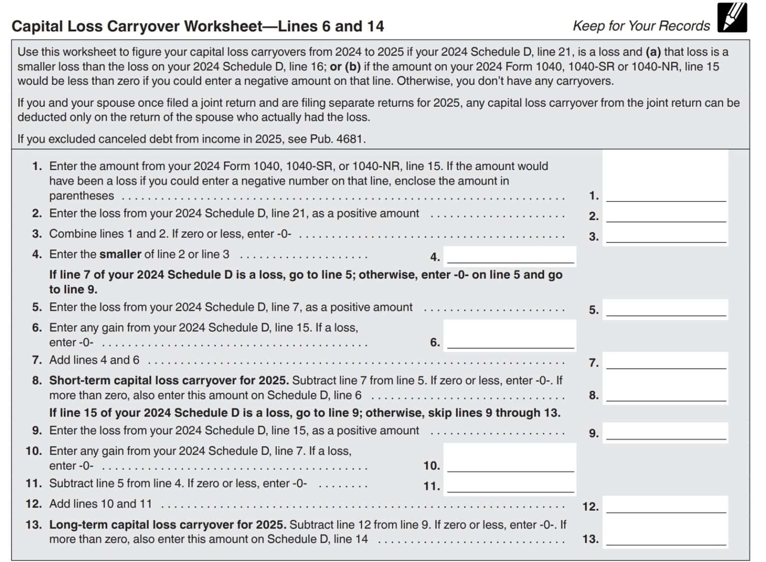 IRS Schedule D Instructions - Capital Gains And Losses