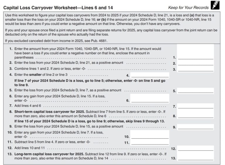 IRS Schedule D Instructions - Capital Gains And Losses