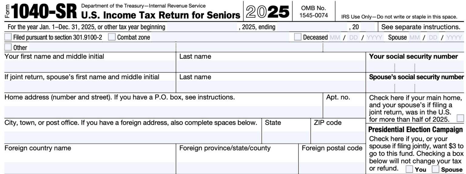 IRS Form 1040-SR Instructions - Tax Return For Seniors