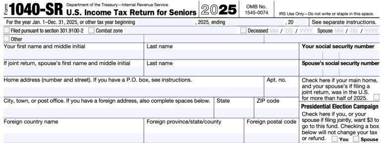 IRS Form 1040-SR Instructions - Tax Return For Seniors