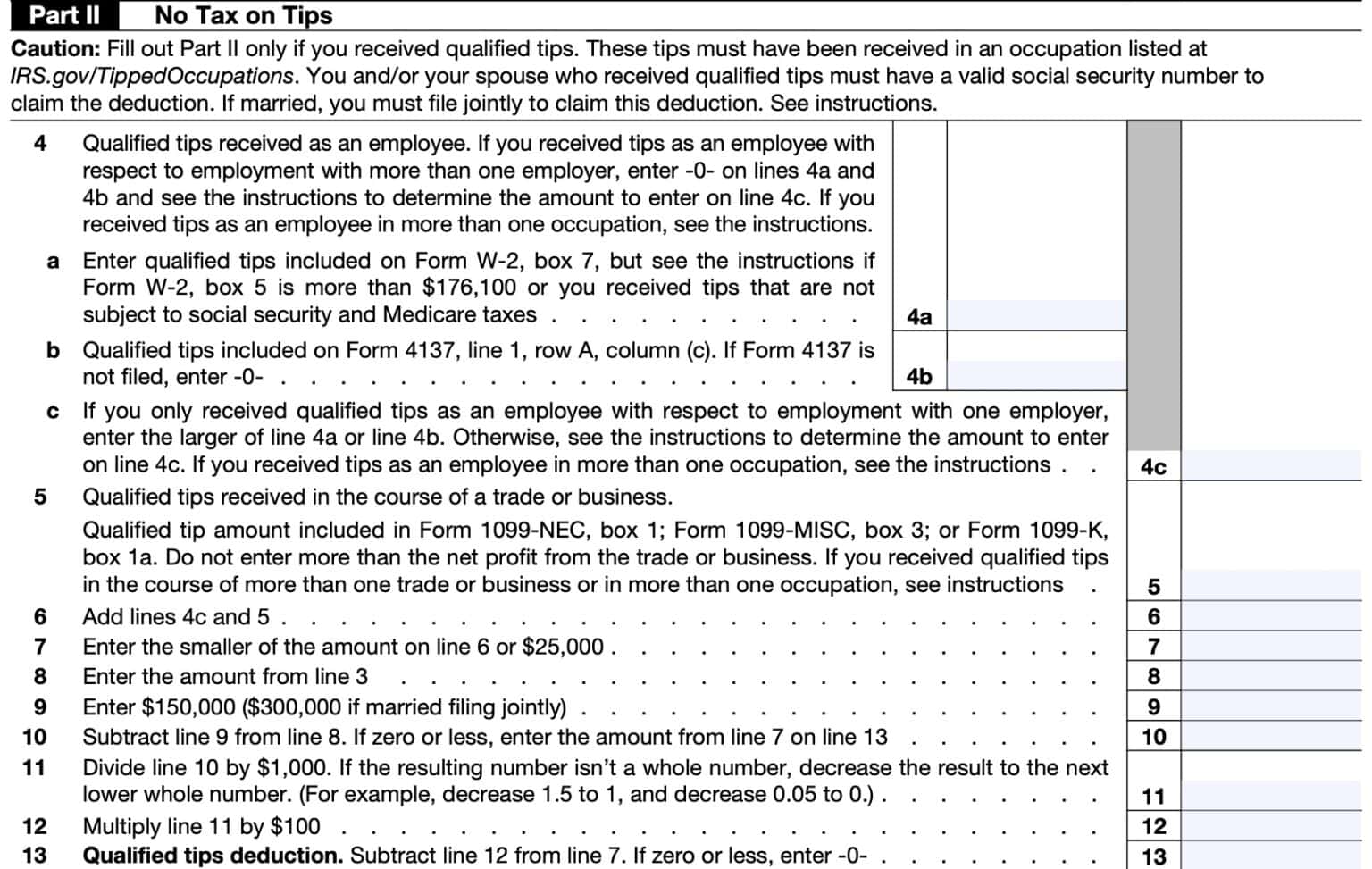 IRS Schedule 1-A Instructions - Additional Deductions