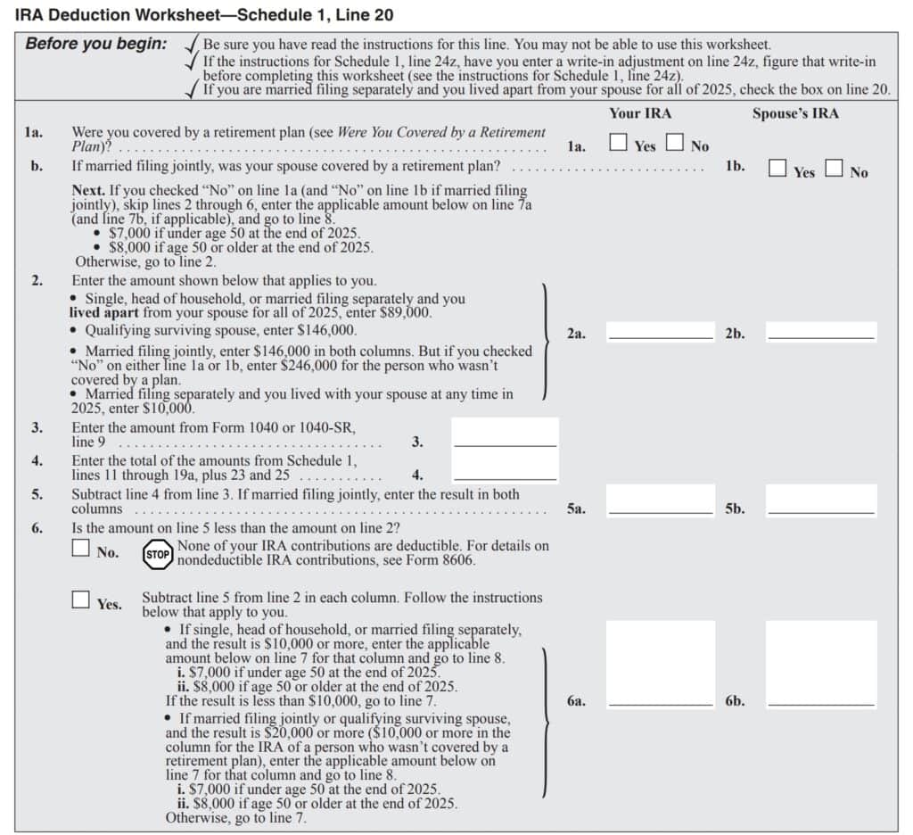 IRS Schedule 1 Instructions - Additional Income & AGI Adjustments