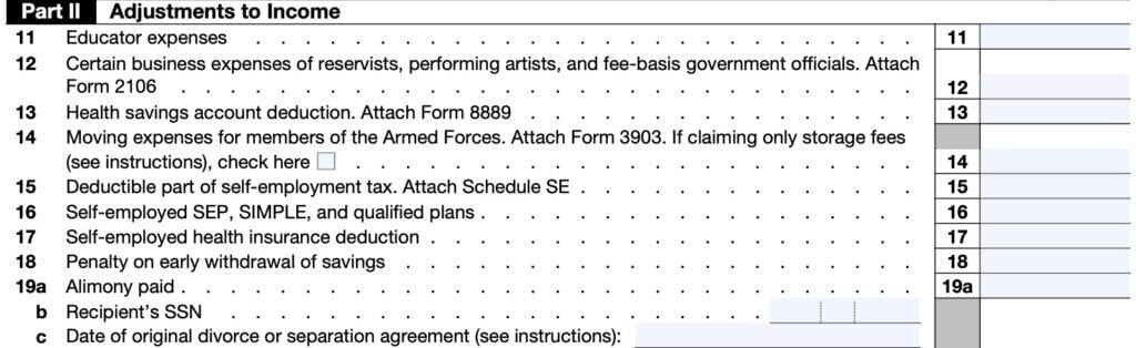 IRS Schedule 1 Instructions - Additional Income & AGI Adjustments
