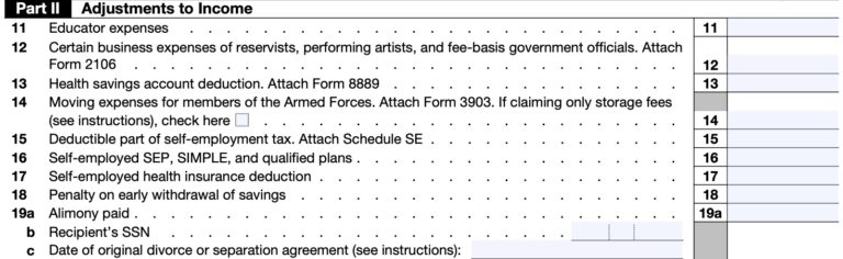 IRS Schedule 1 Instructions - Additional Income & AGI Adjustments
