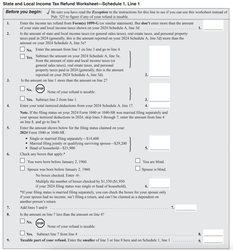 IRS Schedule 1 Instructions - Additional Income & AGI Adjustments