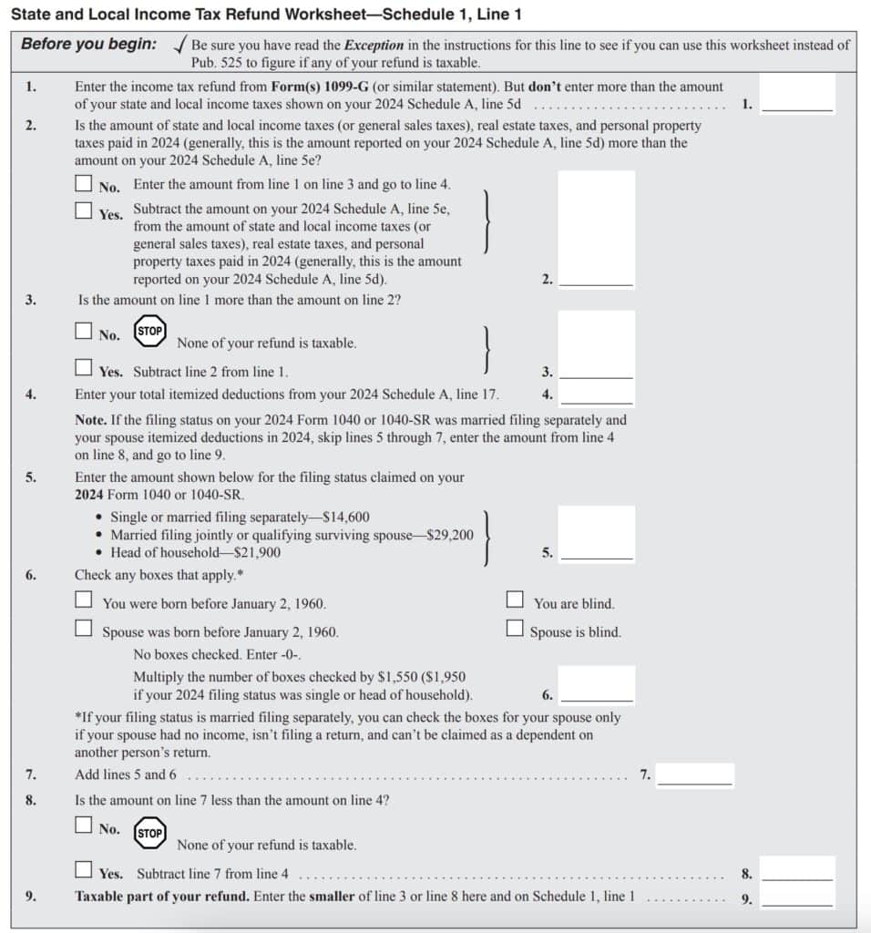 IRS Schedule 1 Instructions - Additional Income & AGI Adjustments