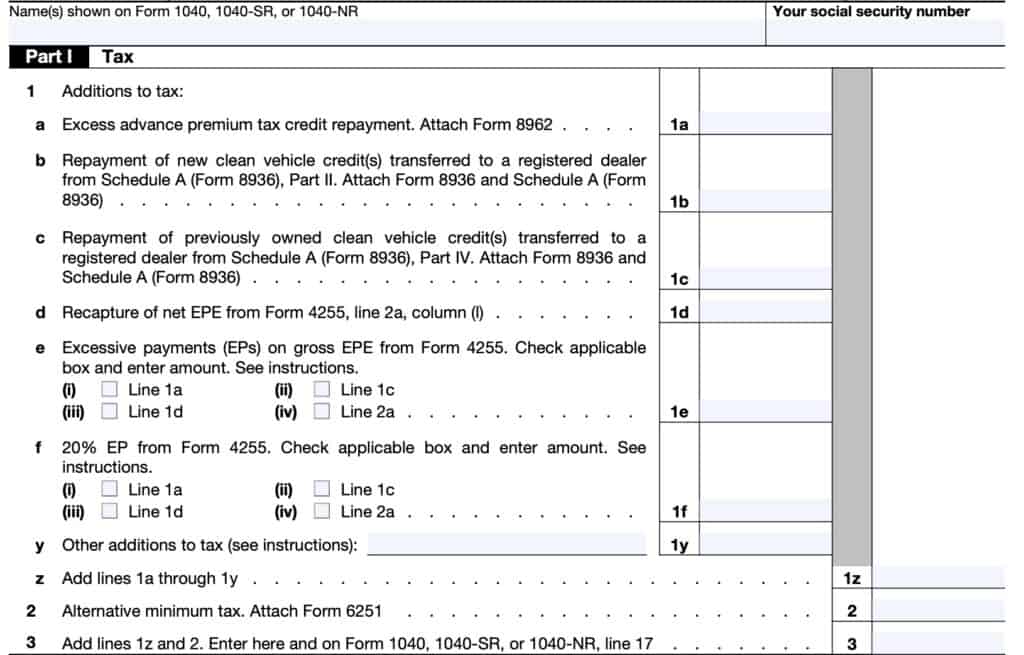 IRS Schedule 2 Instructions - Additional Taxes