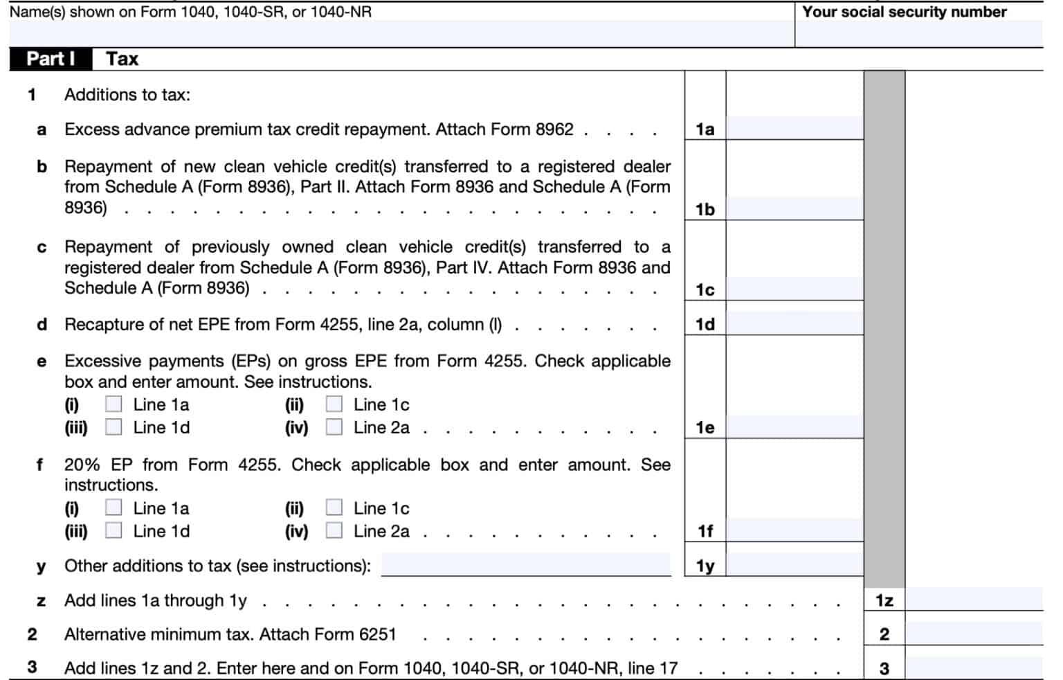 IRS Schedule 2 Instructions - Additional Taxes