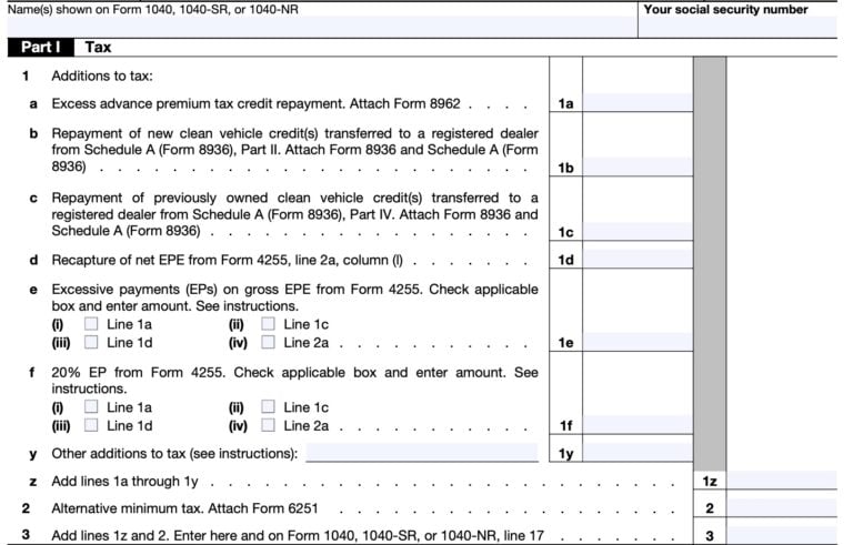 IRS Schedule 2 Instructions - Additional Taxes
