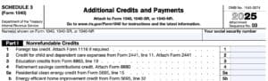 IRS Schedule 3 Instructions - Additional Credits & Payments