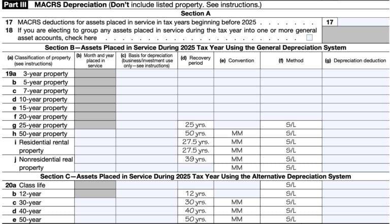 IRS Form 4562 Instructions - Depreciation & Amortization