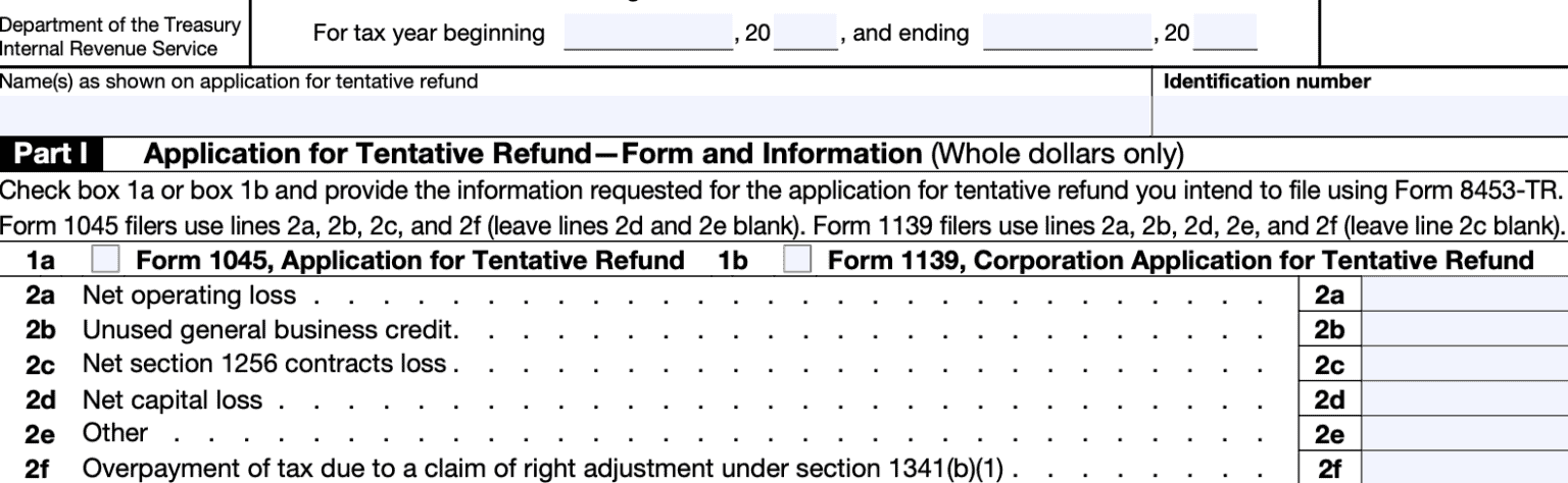 IRS Form 8453-TR Instructions - Efile Declaration for NOL Forms