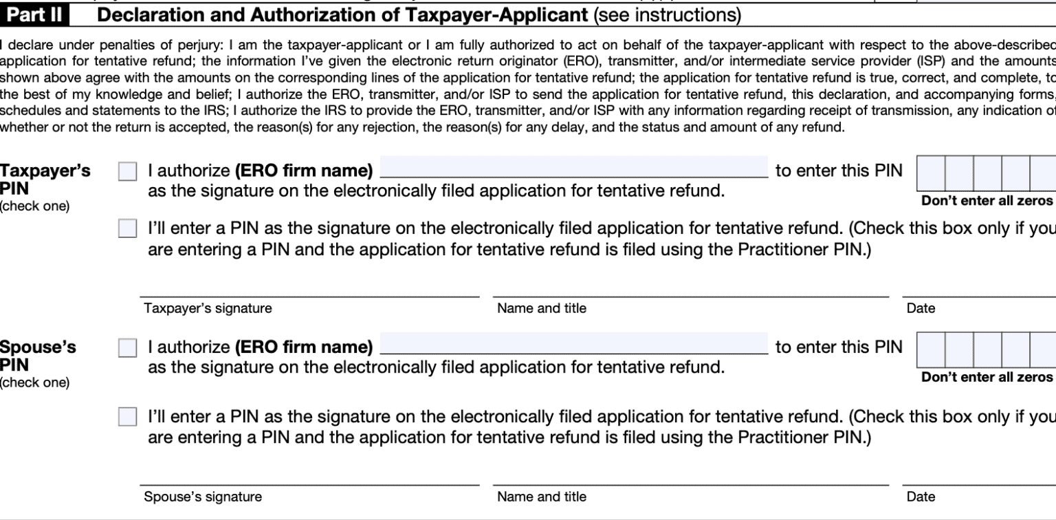 IRS Form 8453-TR Instructions - Efile Declaration for NOL Forms